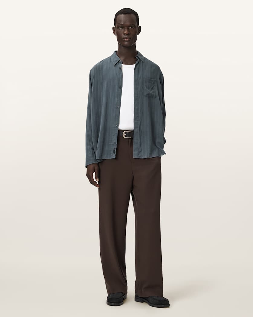 Carlyle Long Sleeve Oversized Shirt CANIS GREY | ALLSAINTS DE